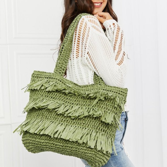 Fame Accessories | Bags | Fame The Last Straw Fringe Straw Tote Bag ...